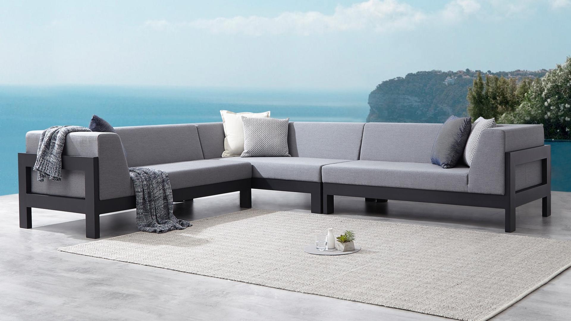 Lavi Black Outdoor Fabric Corner Lounge | Lavita Outdoor