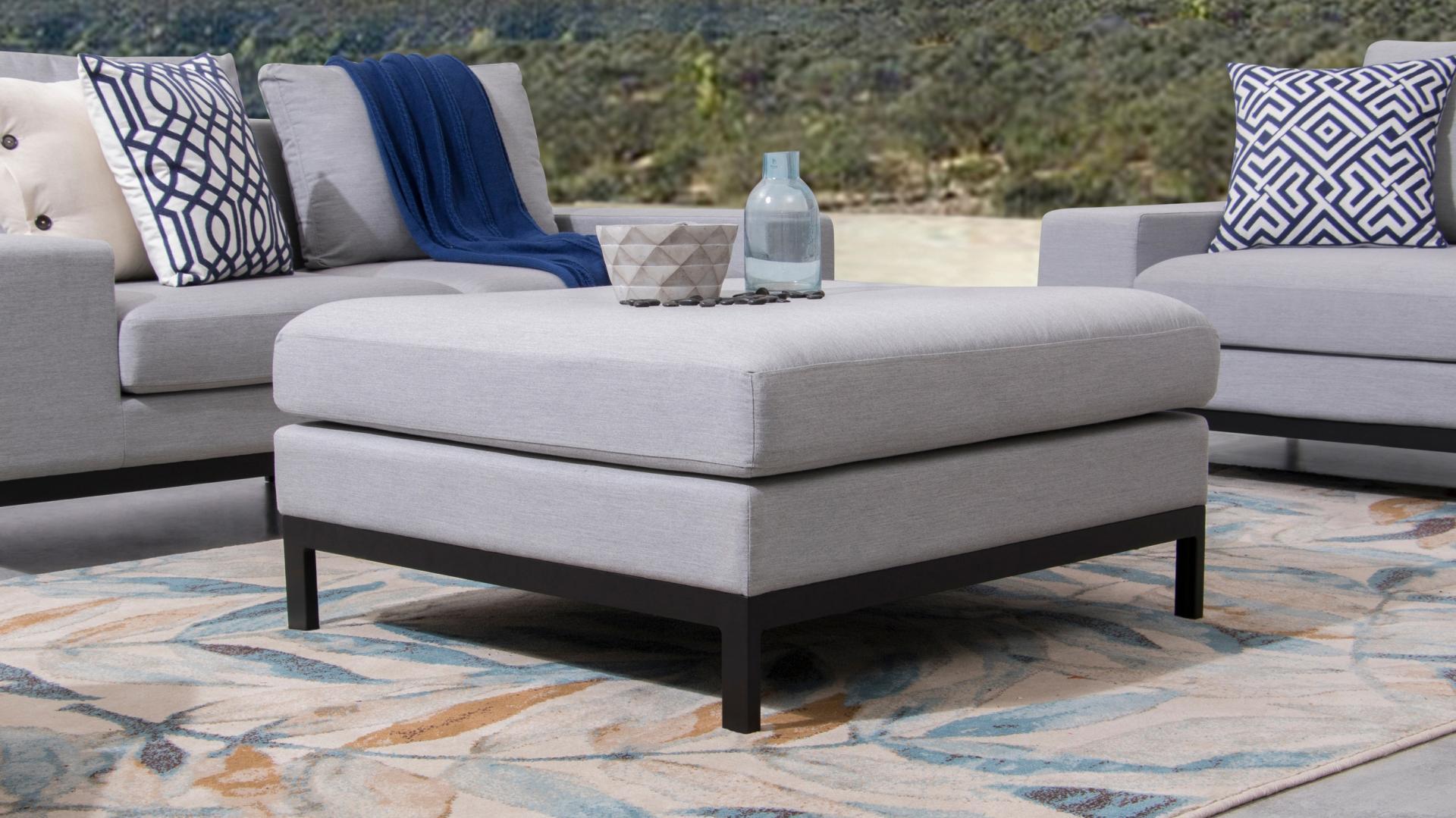 Jervis Outdoor Fabric Corner Lounge With Ottoman | Lavita Outdoor