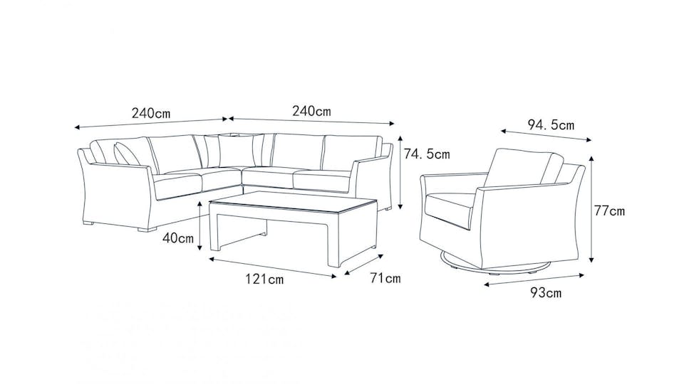 Savannah Outdoor Wicker Corner Lounge With Rocker Chair - Lavita Furniture