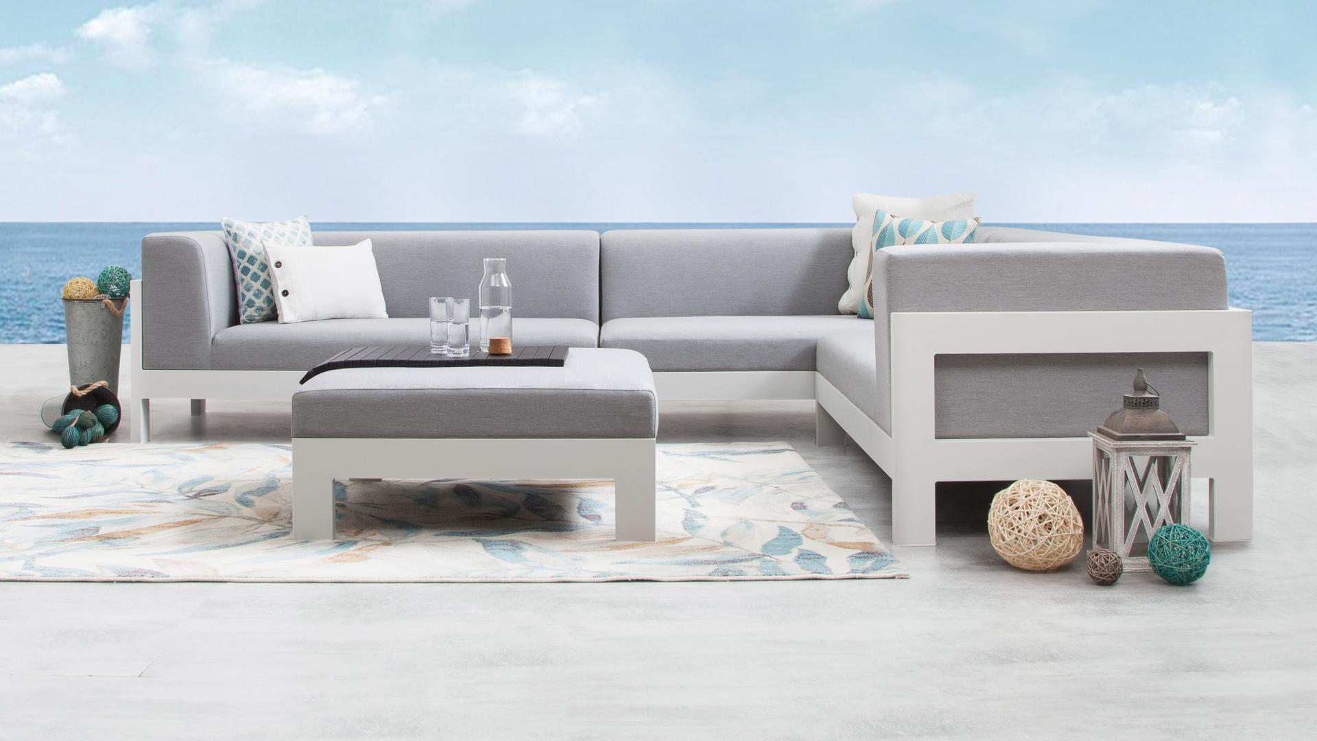 Xavi Outdoor Fabric Corner Lounge With Ottoman | Lavita Outdoor