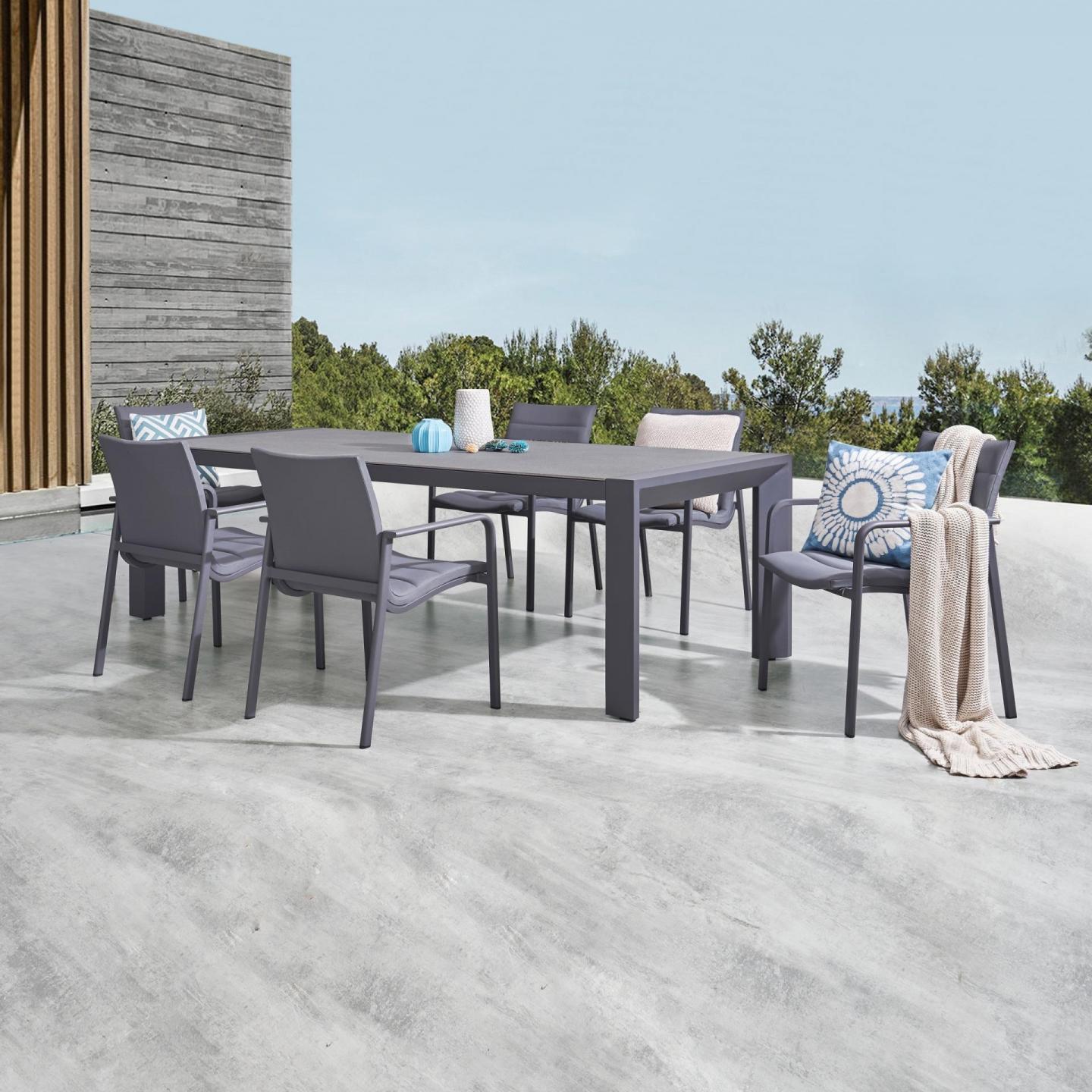 Santa Monica Charcoal 7-piece Outdoor Dining Set With Santa Monica ...