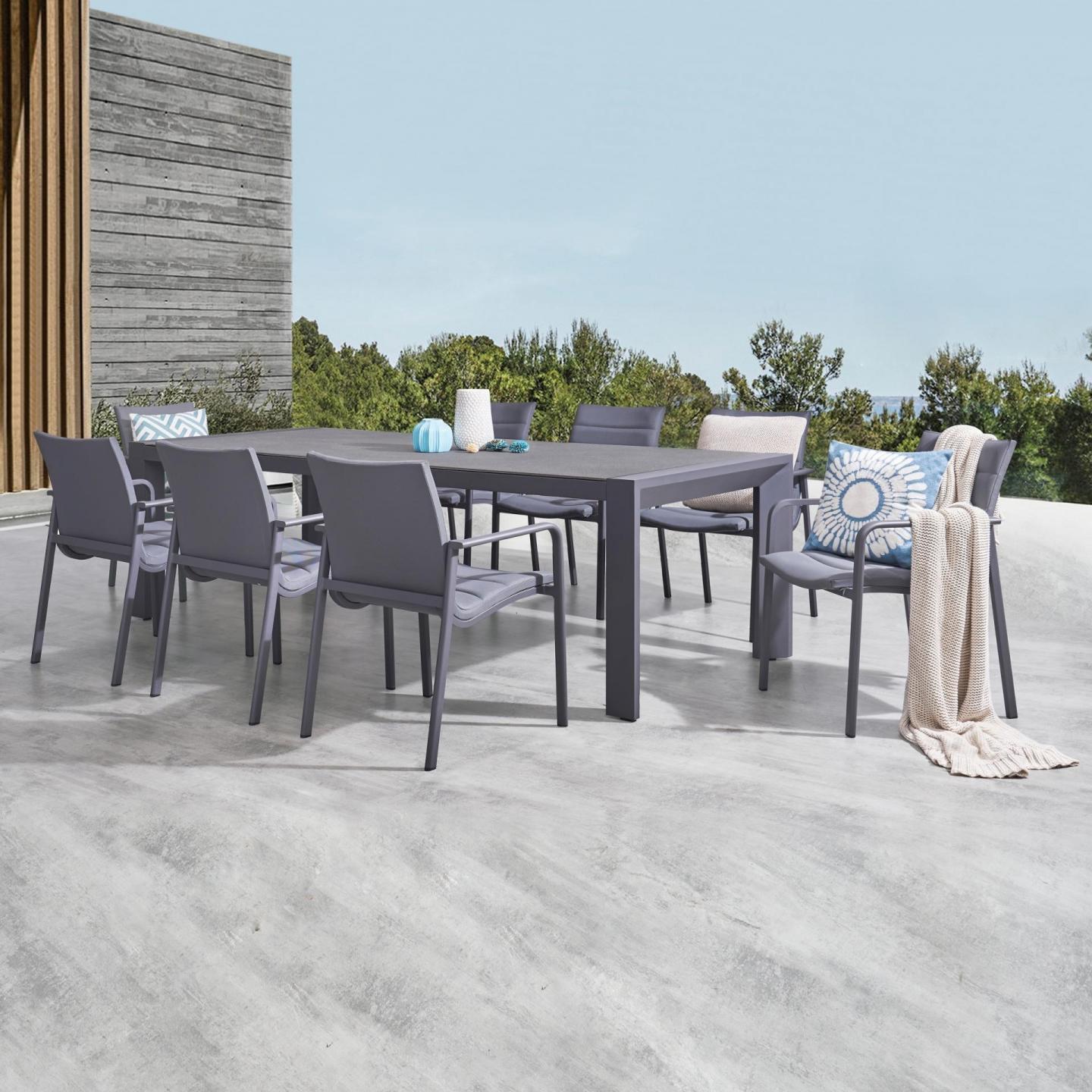 Santa Monica Charcoal 9-piece Outdoor Dining Set With Santa Monica ...