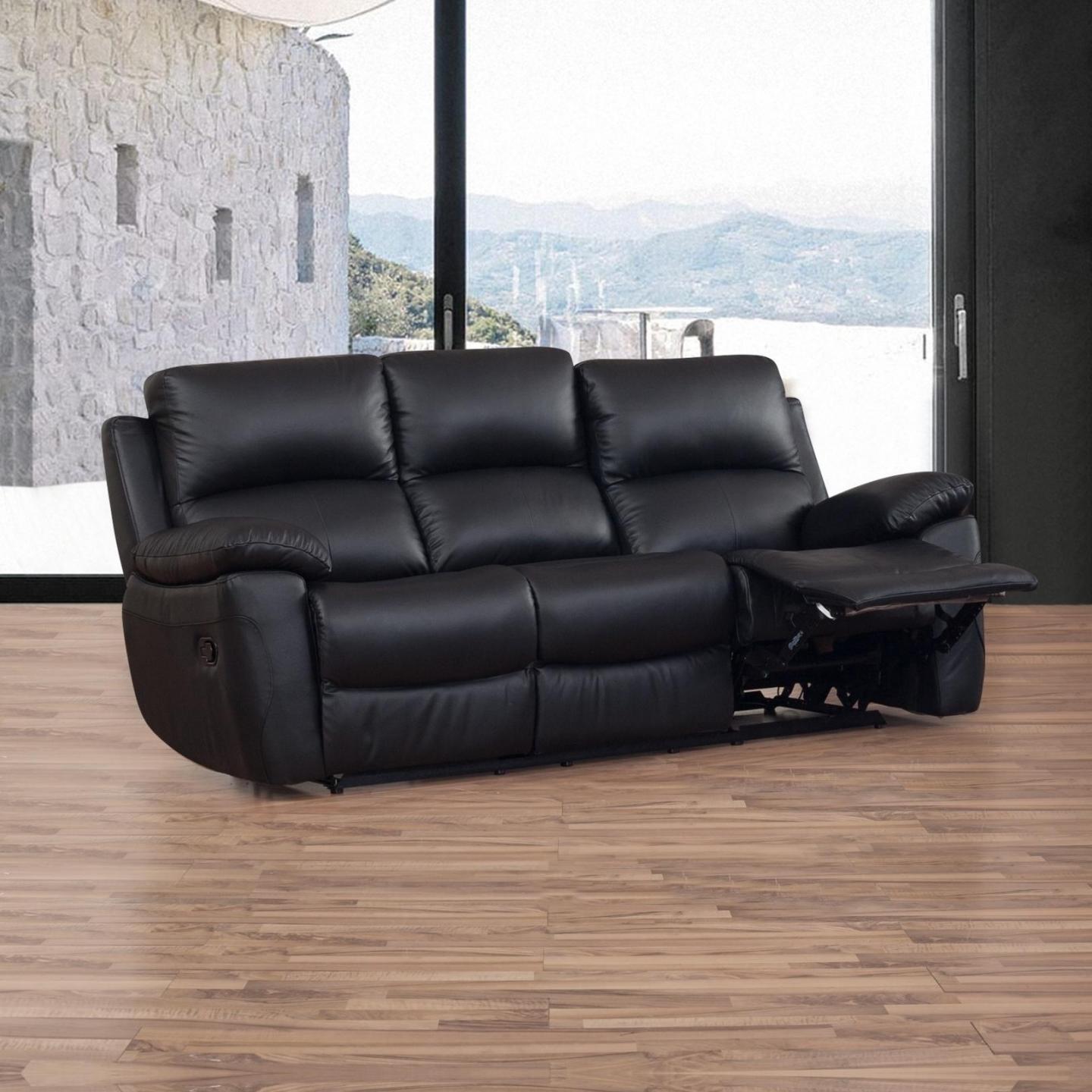 Lincoln Leather Recliner Three Seater Sofa | Lounge Life