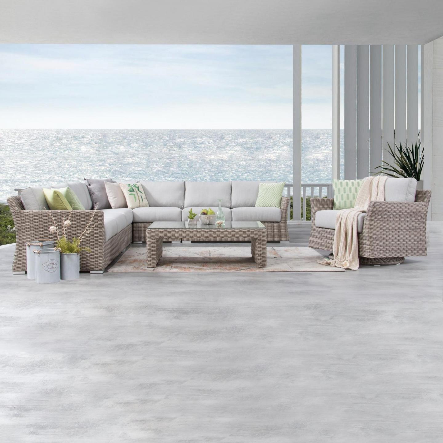 Savannah Outdoor Wicker Large Corner Lounge With Rocker Chair | Lavita ...