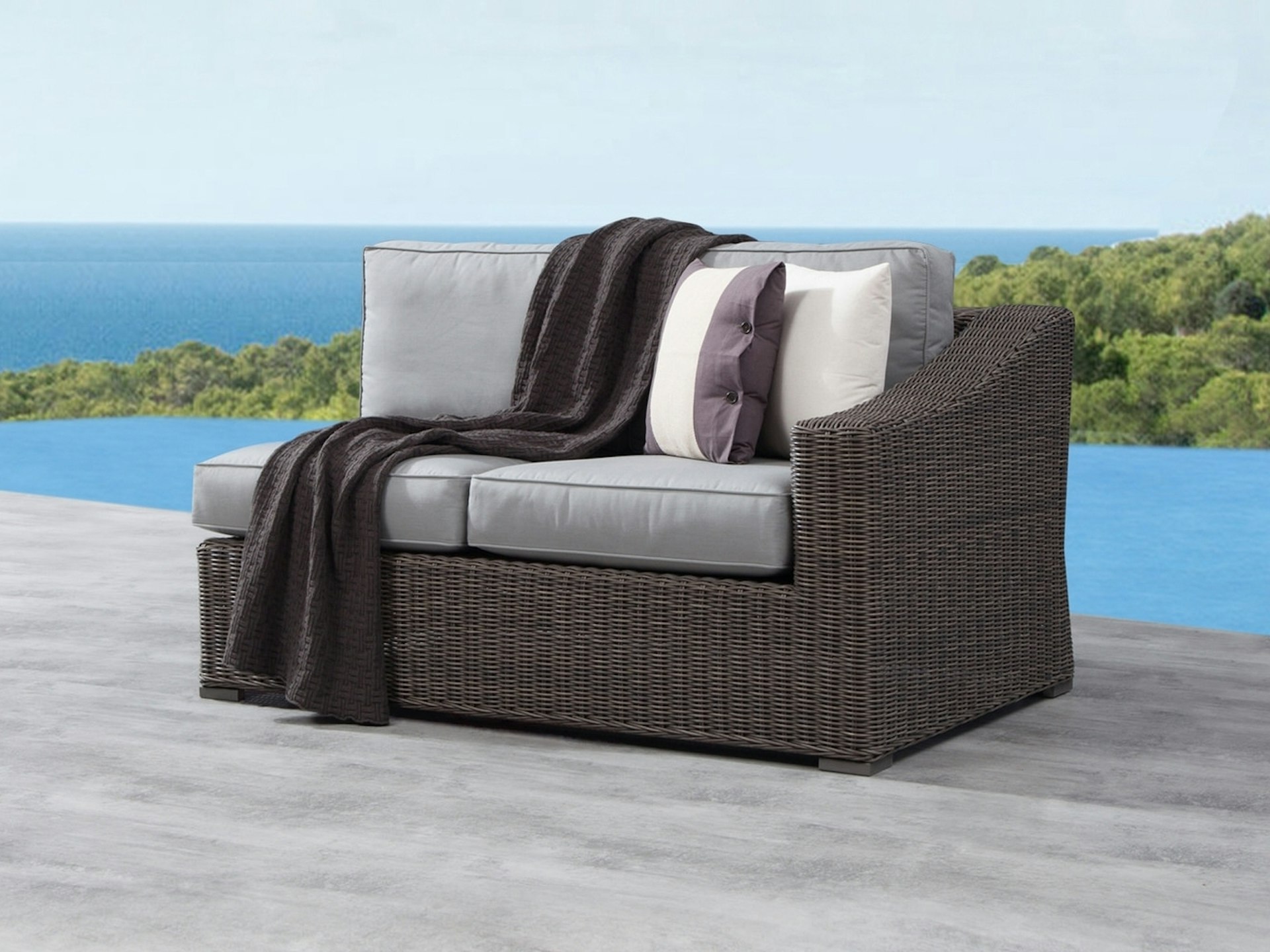 Canyon Outdoor Wicker Two Seater Module With One Arm | Lavita Outdoor